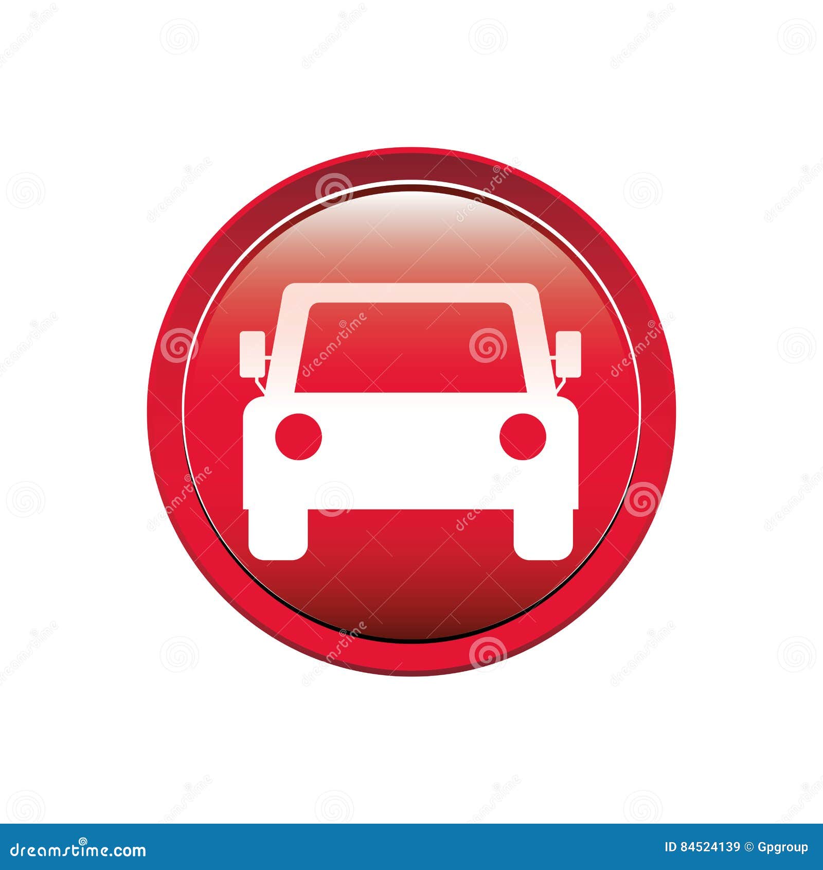 Circular Button Road Sign of Car Crossing Stock Vector - Illustration ...