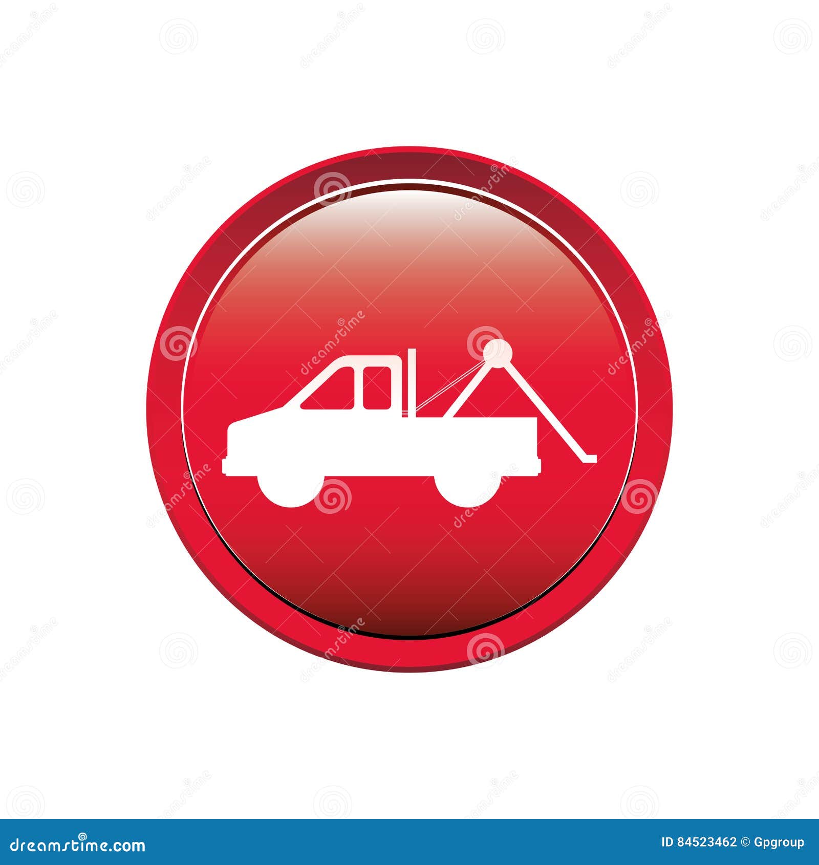 Circular Button with Tow Truck Stock Vector - Illustration of message ...