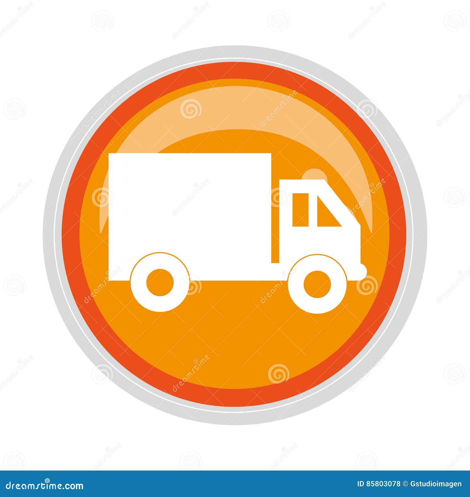 Circular Button Transport Truck with Vagon and Wheels Stock Vector ...