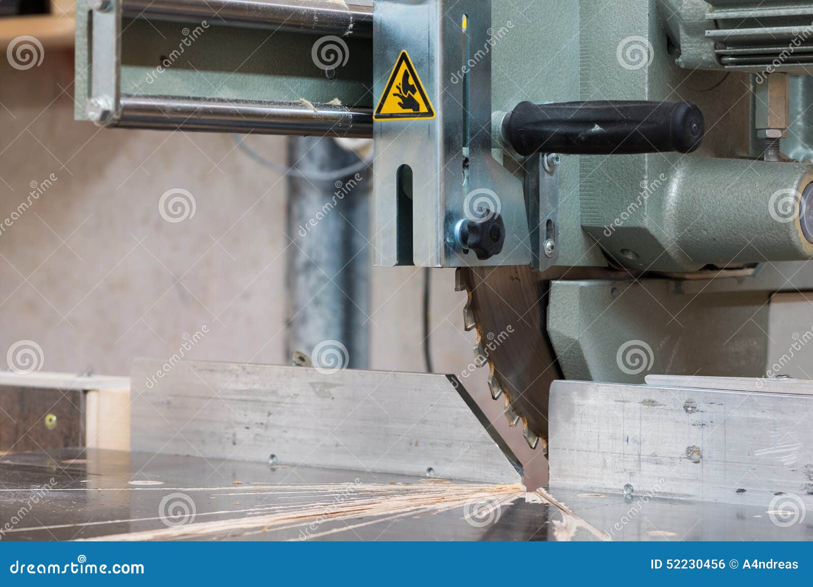 Circular Buzz Saw on Table with Rail and Grip Stock Photo - Image of ...