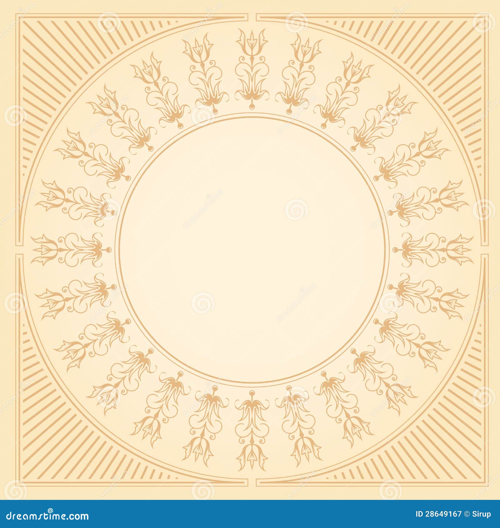 Circular Calligraphic Border with Delicate Florals Stock Vector ...