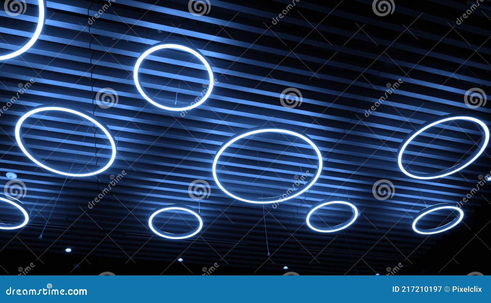 Circular Ceiling Hanging Neon Lights Stock Image - Image of neon ...