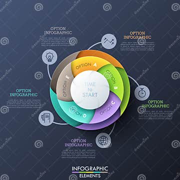 Circular Chart Divided into 5 Lettered Spiral Pieces Connected with ...