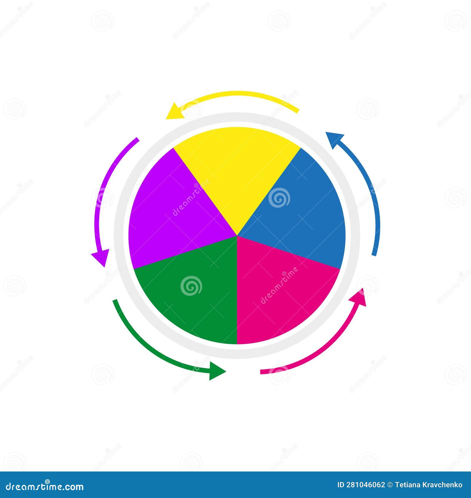 Circular Chart Element. Pie Chart with Arrows Around it. Vector ...