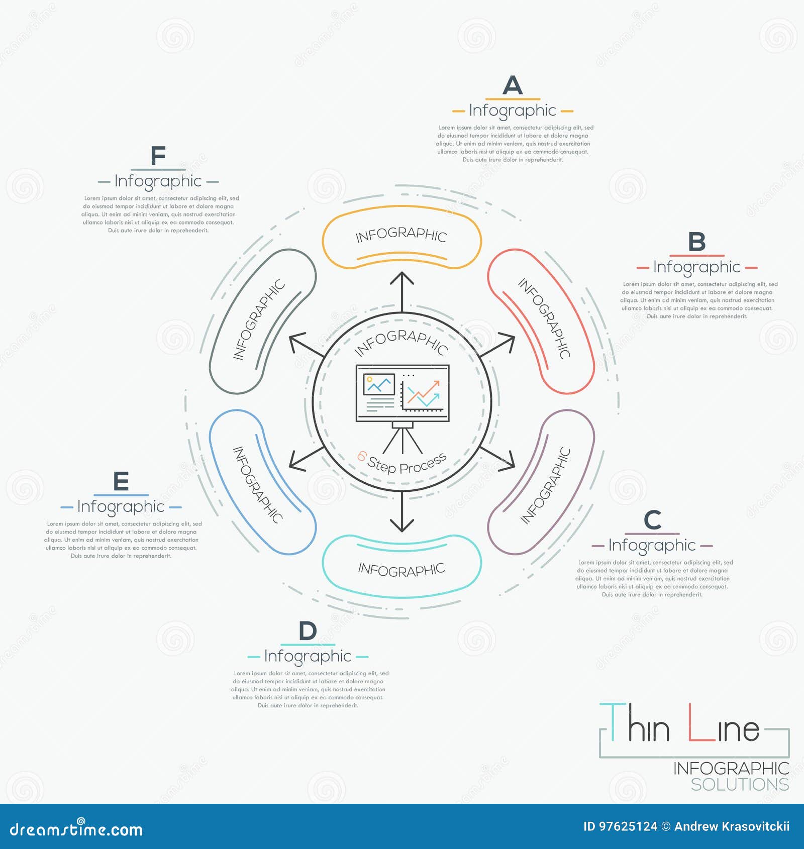 Circular Chart with 6 Elements Connected Stock Vector - Illustration of ...
