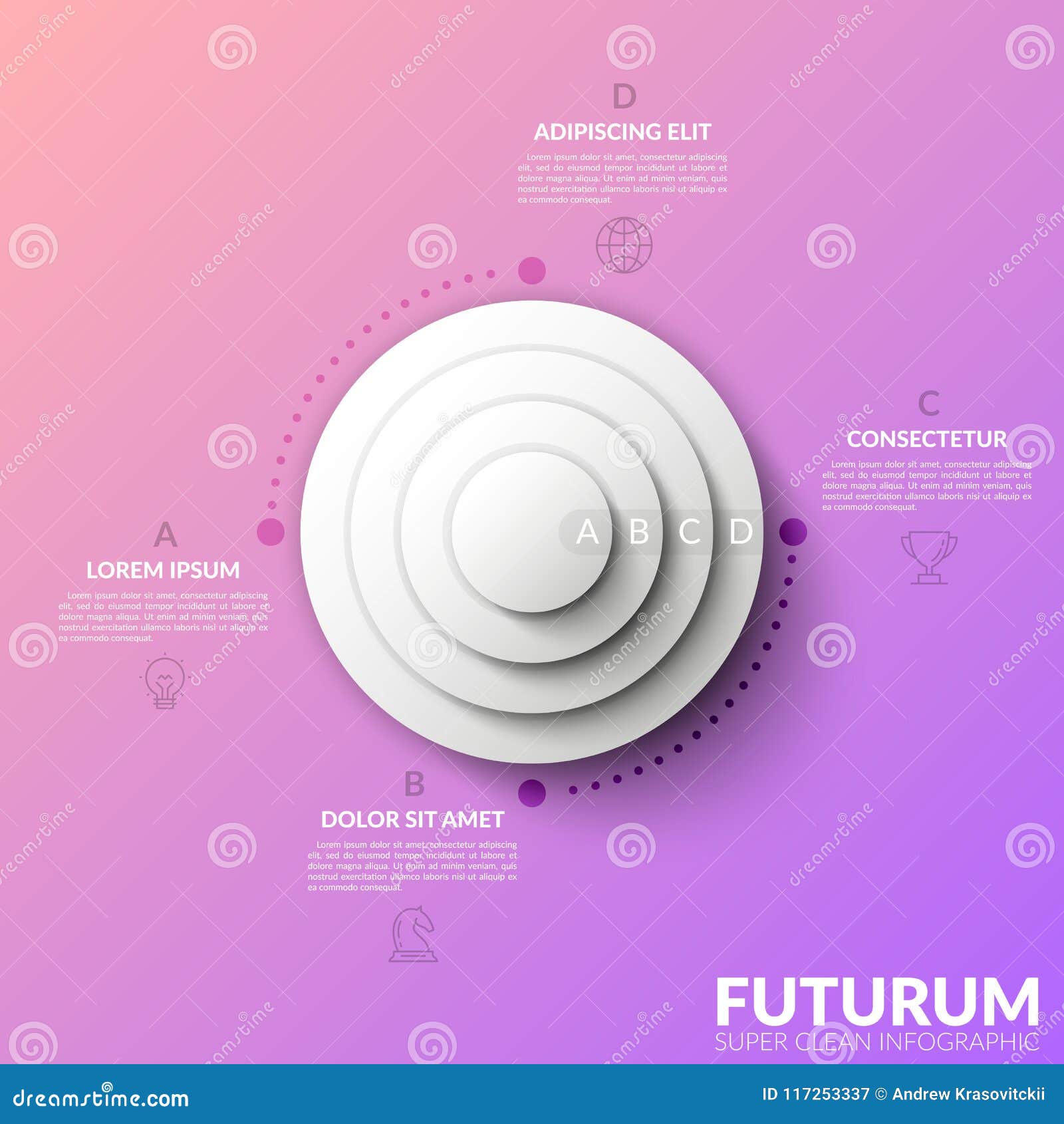 Circular Chart With Four Round Elements Placed One Inside Other, Thin ...