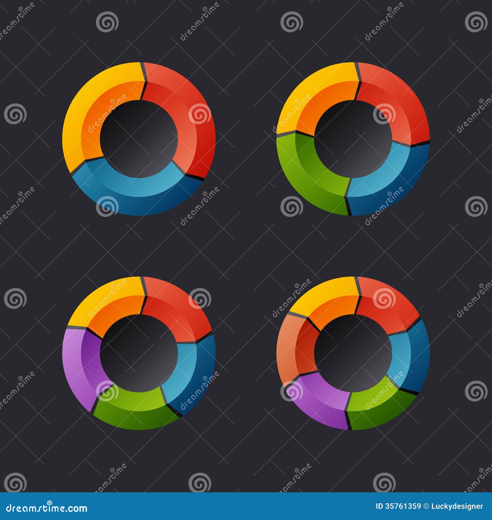 Circular Chart Template Set. Vector Stock Vector - Illustration of ...