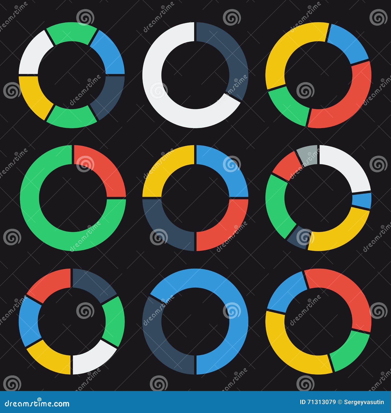 Circular Chart Template Set Stock Illustration - Illustration of nine ...