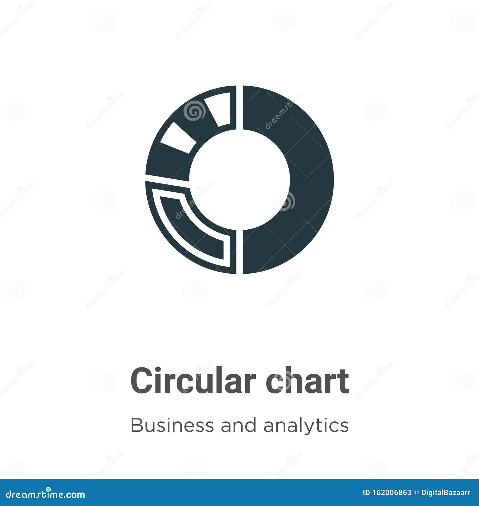 Circular Chart Vector Icon on White Background. Flat Vector Circular ...