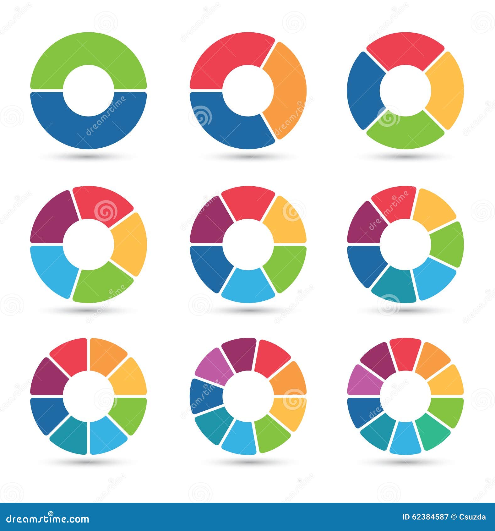 Circular charts collection stock vector. Illustration of thee - 62384587