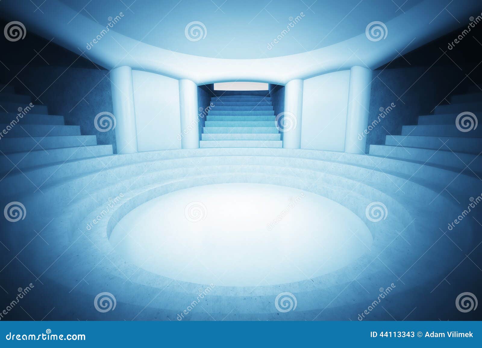 Circular Church Interior Space in Magic Blue Atmosphere Stock ...
