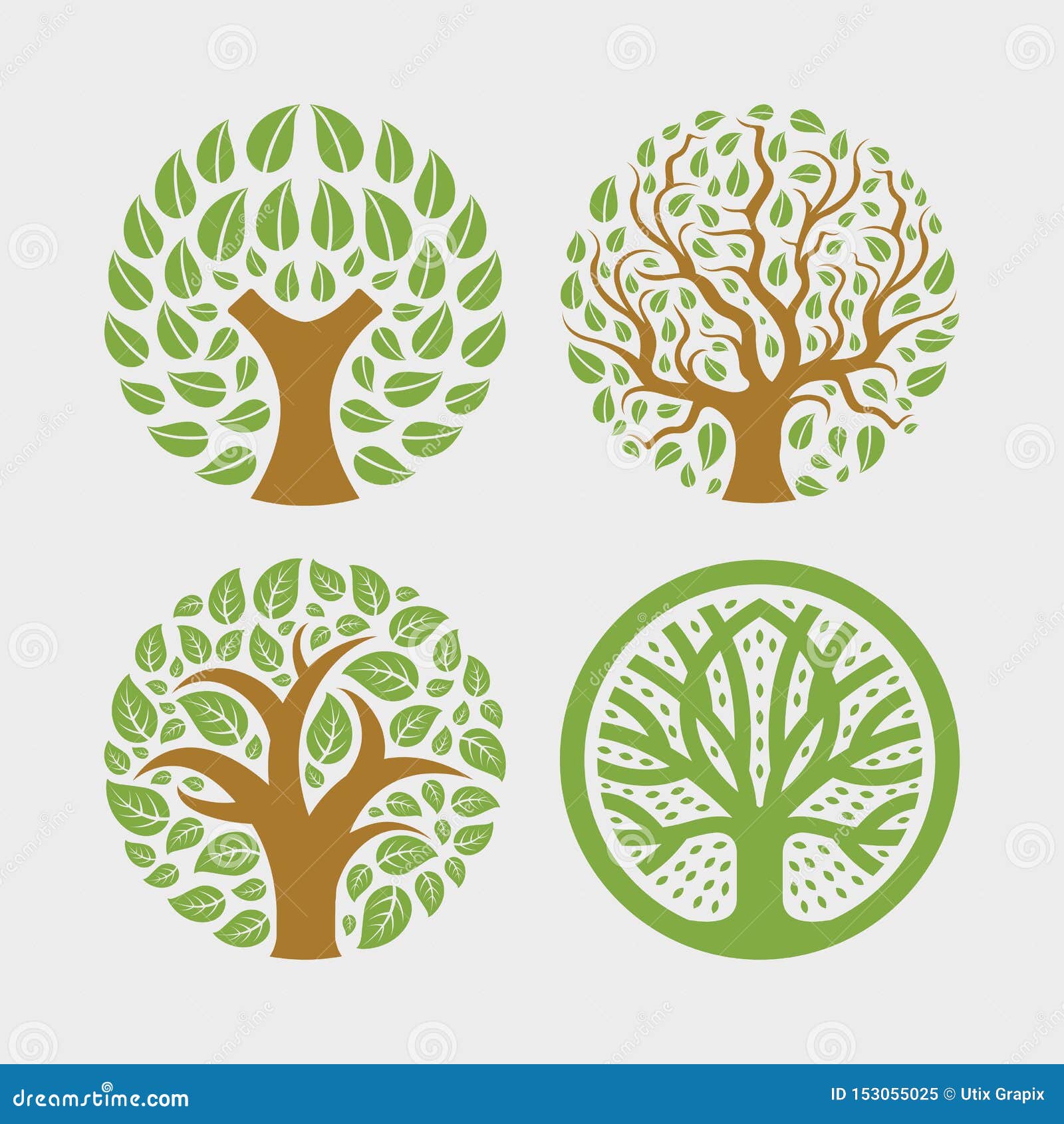 Circular Circle Tree Plant Leaf Organic Logo Stock Vector ...