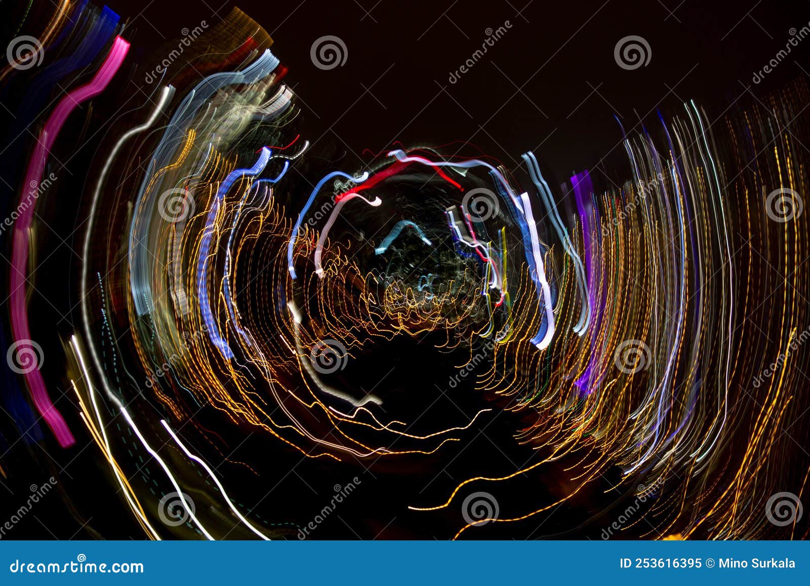 Circular Colourful Irregular Light Trails of Night City Stock Image ...