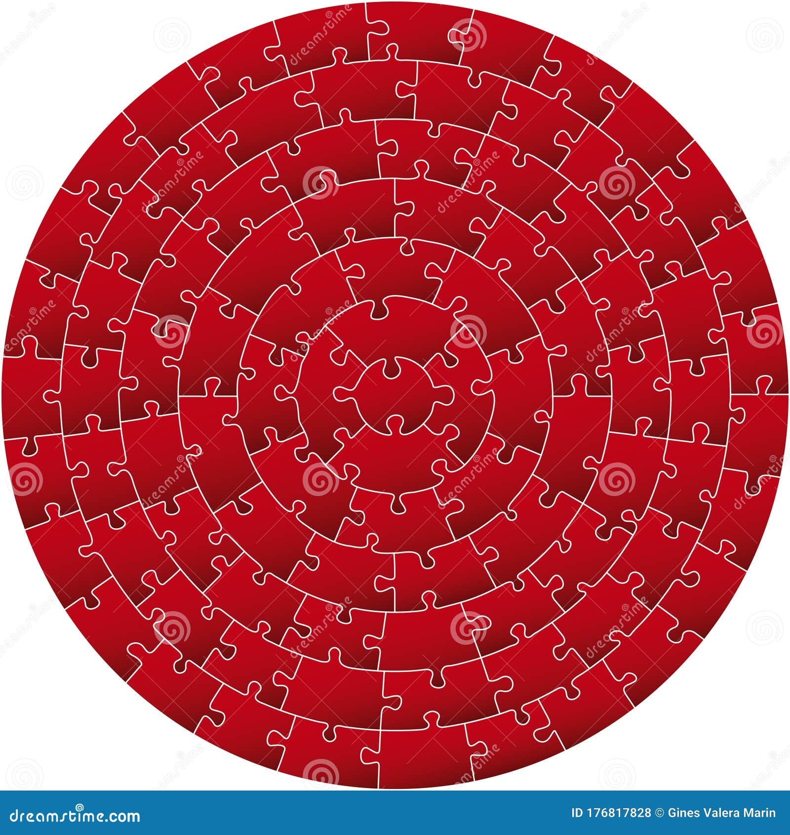 Circular Complex Puzzle in Red. Seven Concentric Circles Stock ...