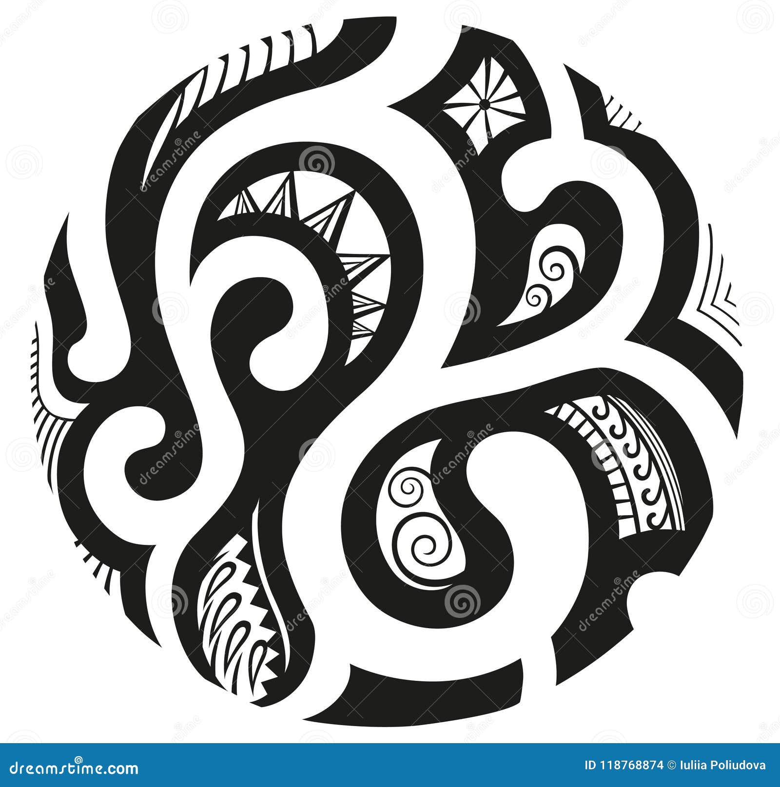 Circular Composition of the Ornaments in the Style of the Maori Stock ...