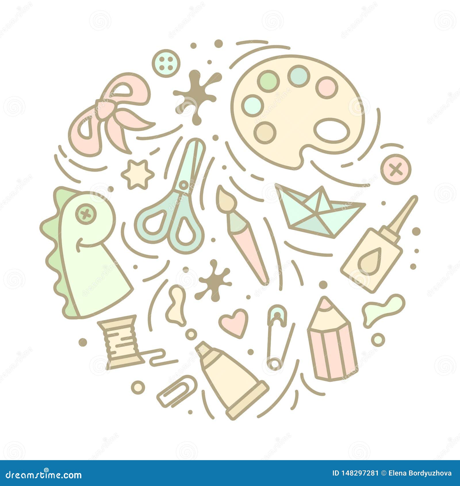 Circular Concept with Things for Creative Activity Stock Vector ...