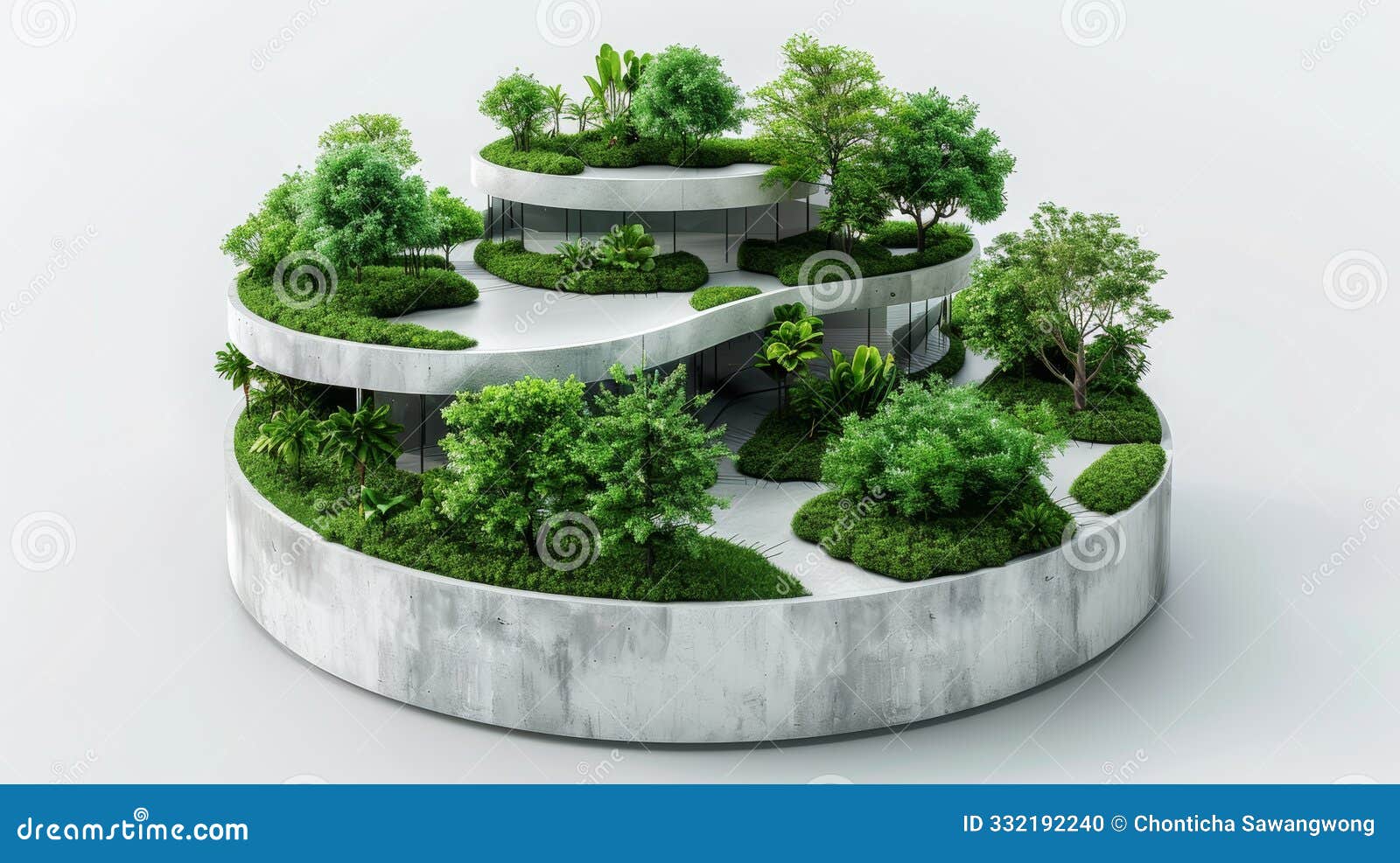 A Circular Concrete Structure with Lush Greenery and Trees on Top ...