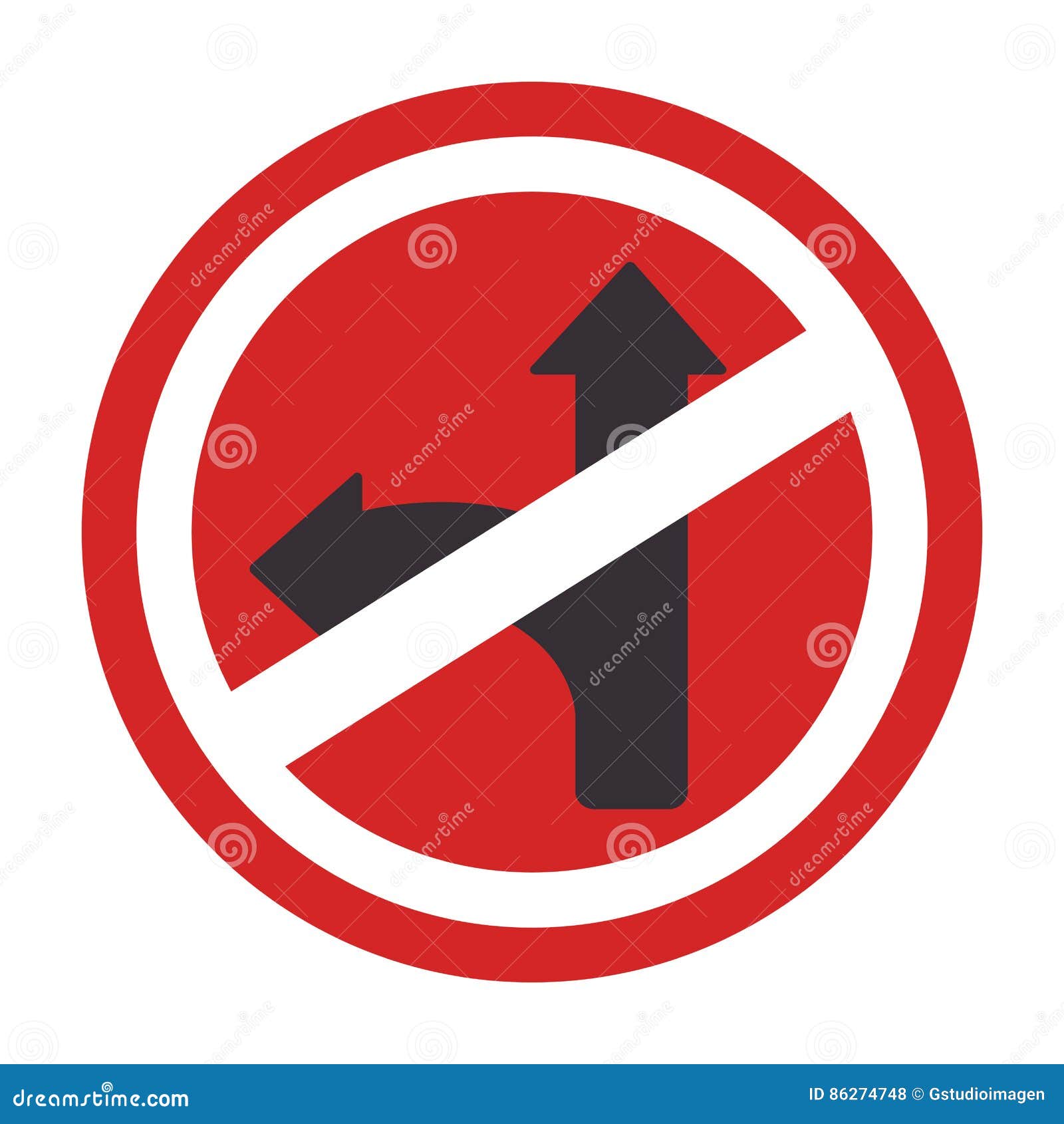 Circular Contour Road Sign Prohibited Turn Right Stock Vector ...
