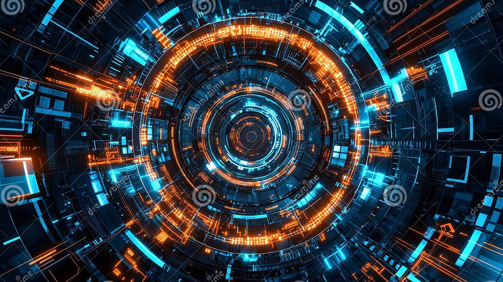 Circular Core, Complex Digital Background. Stock Photo - Image of ...