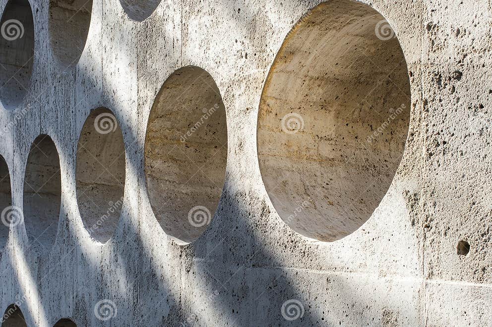 Circular Cutouts in a Concrete Wall Stock Illustration - Illustration ...