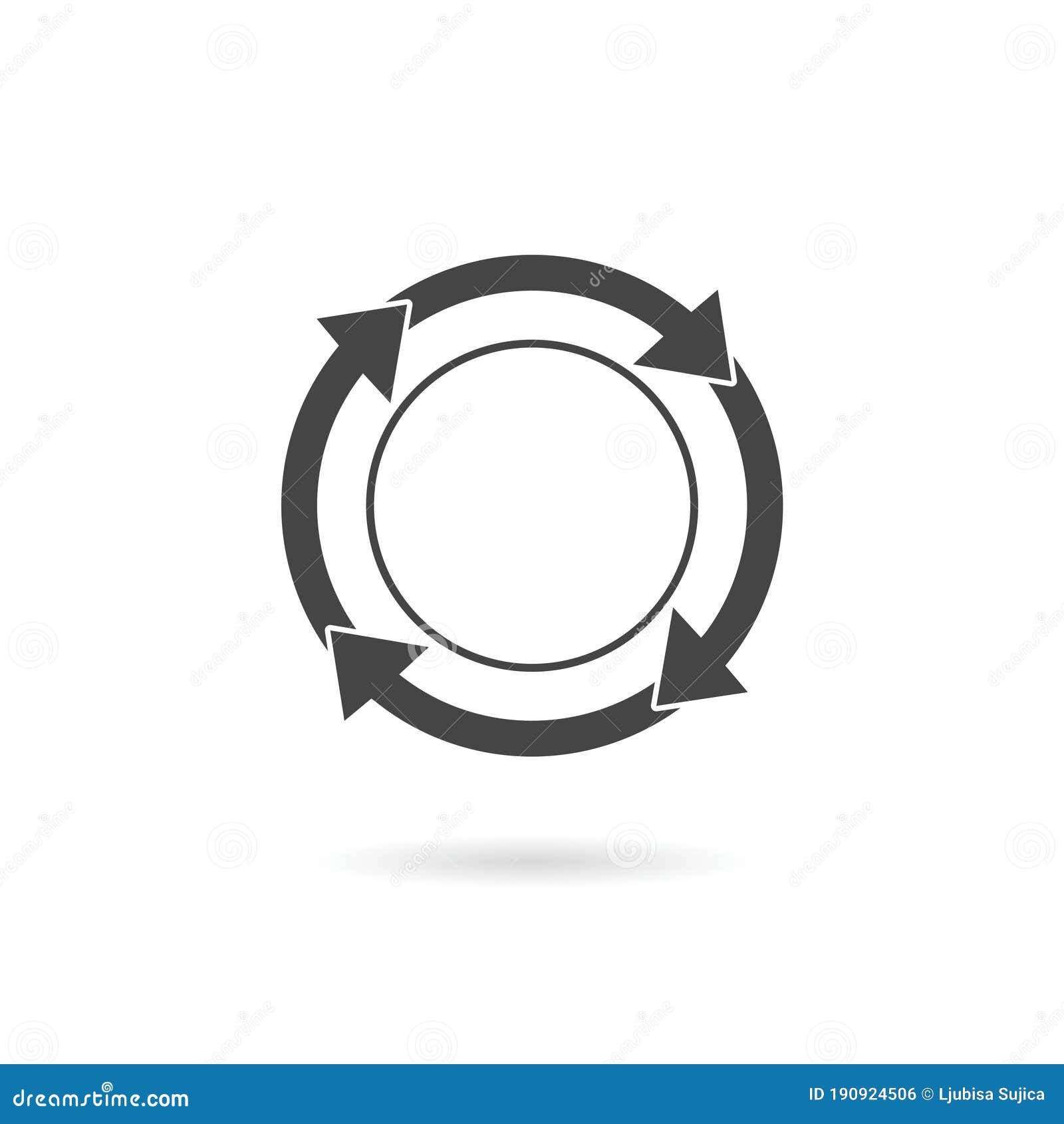 Circular Cycle of Arrows Icon with Shadow Stock Vector - Illustration ...