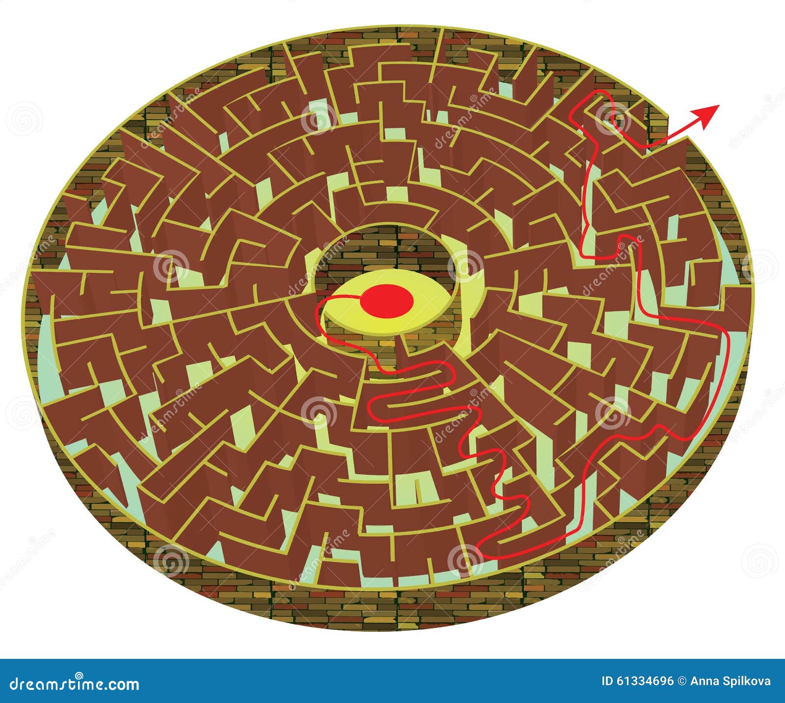 Circular 3d Labyrinth with Wall of Brick Stock Vector - Illustration of ...