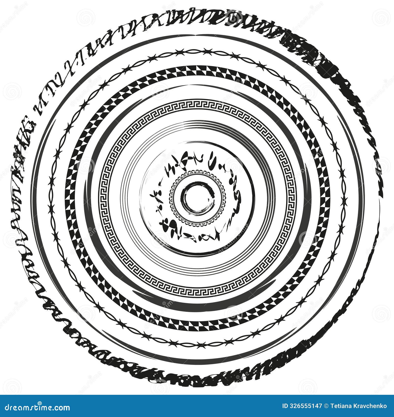 Circular Decorative Frames. Artistic Vector Borders. Black and White ...