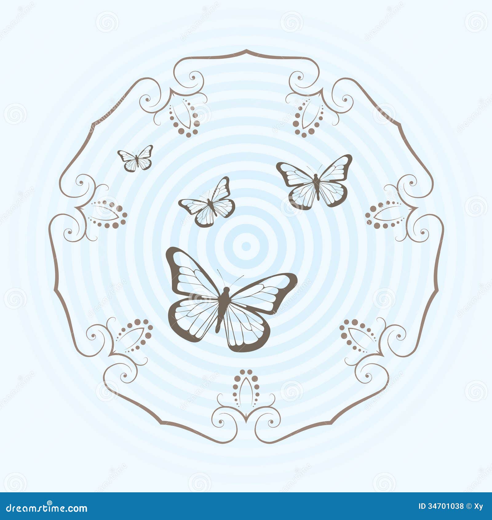 Circular Design and Butterflies Stock Vector - Illustration of wing ...