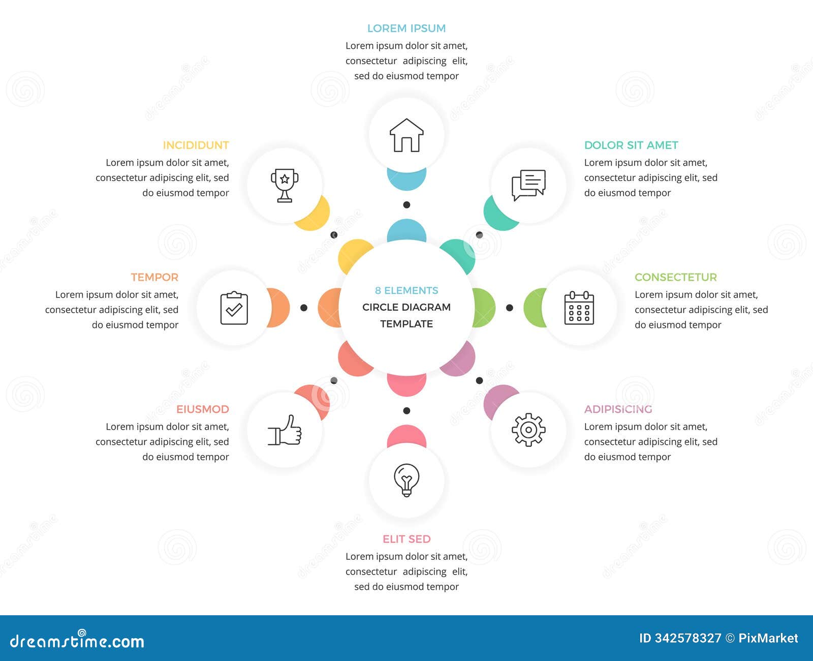 Circular Diagram Set. Pie Chart Template. Circle Infographics Concept ...