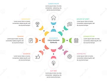 Circular Diagram with 8 Elements Stock Illustration - Illustration of ...