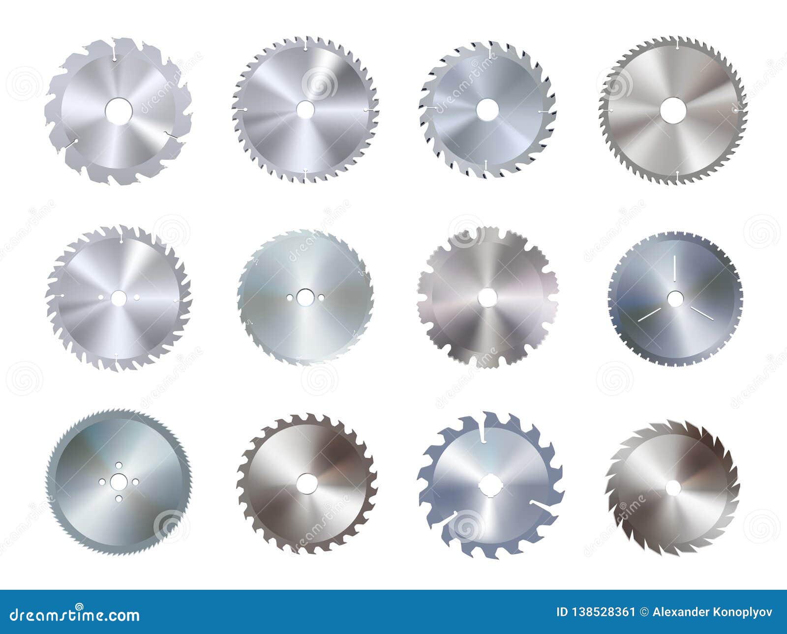 Circular Disk Equipment and Sharp Saw Blades Stock Vector ...