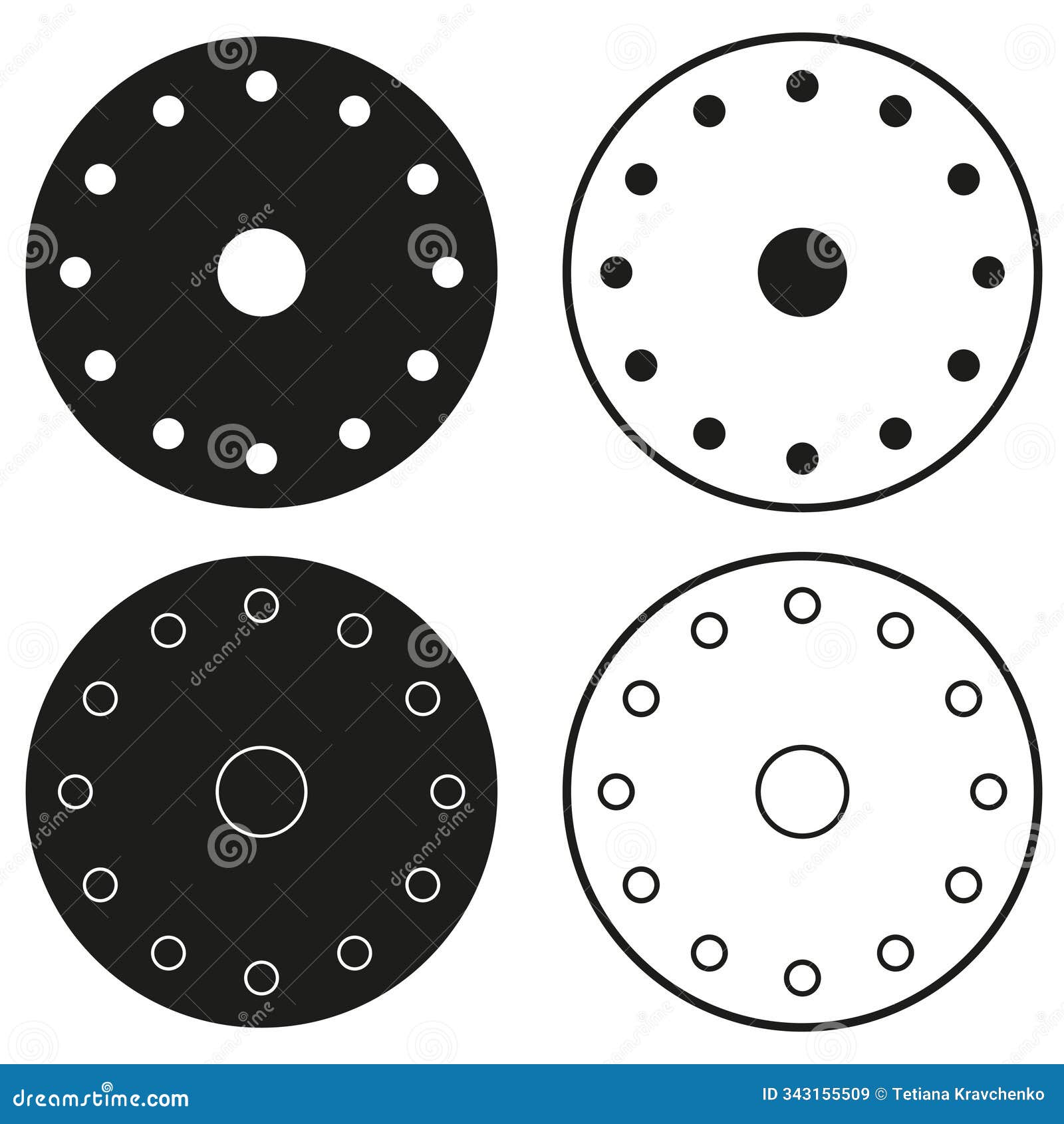Circular Disk Icon. Dot Pattern Symbol. Black and White Circles. Simple ...