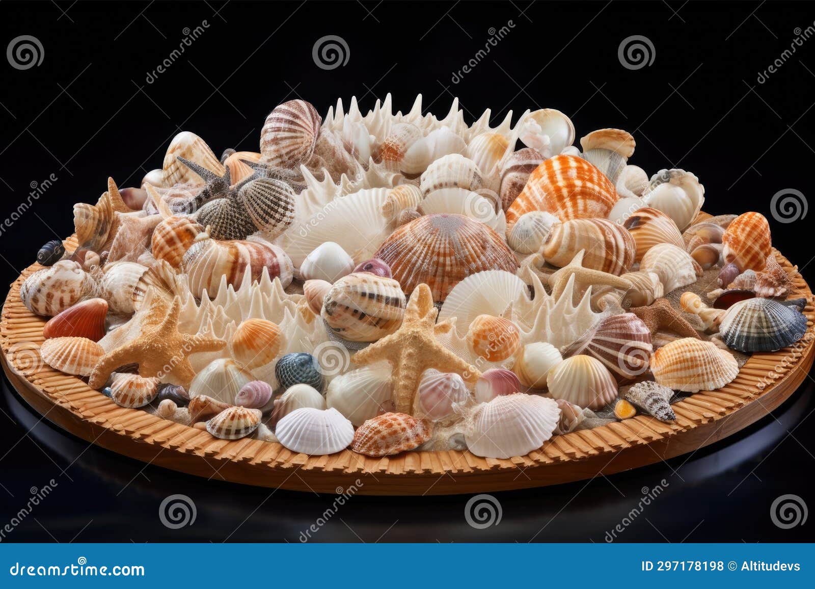 A Circular Display of Seashells on a Slow Revolving Platform Stock ...