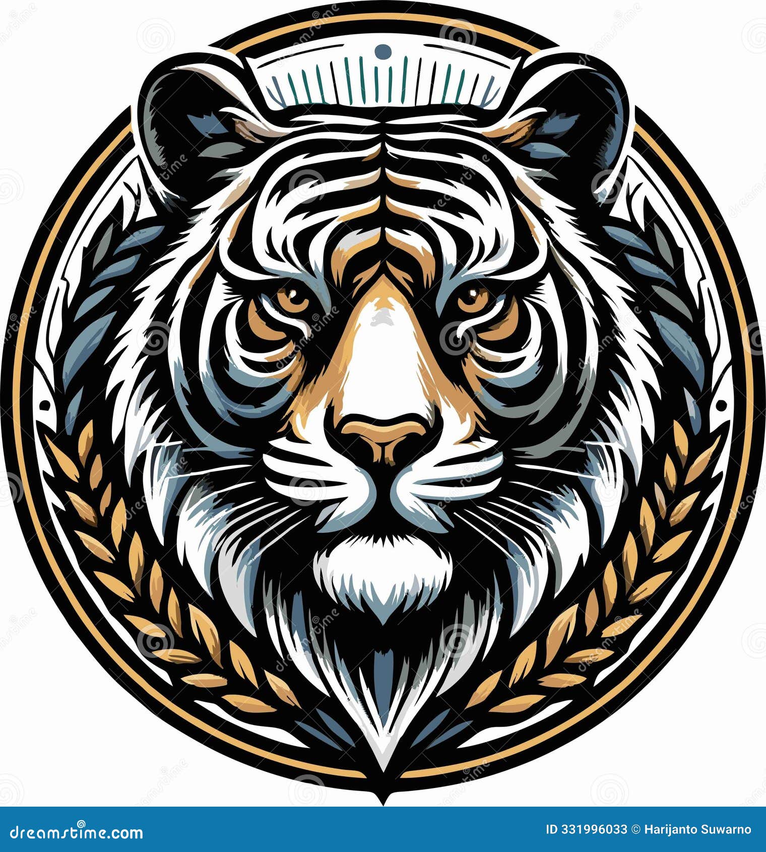 Circular Emblem of an Asian Tiger Head Stock Illustration ...