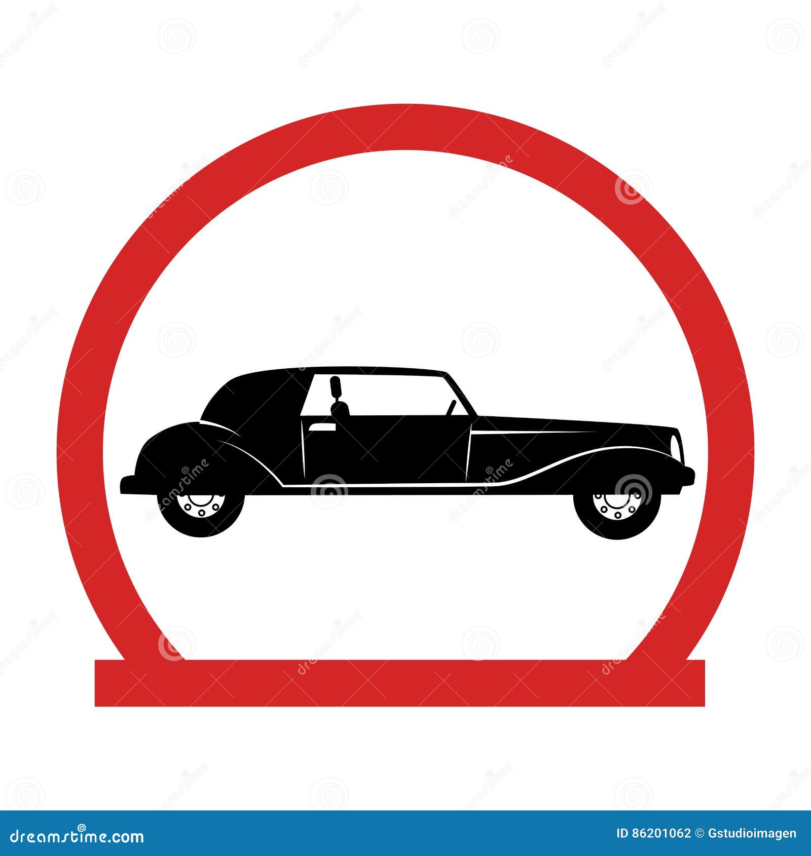 Circular Emblem with Classic Car Stock Vector - Illustration of ...
