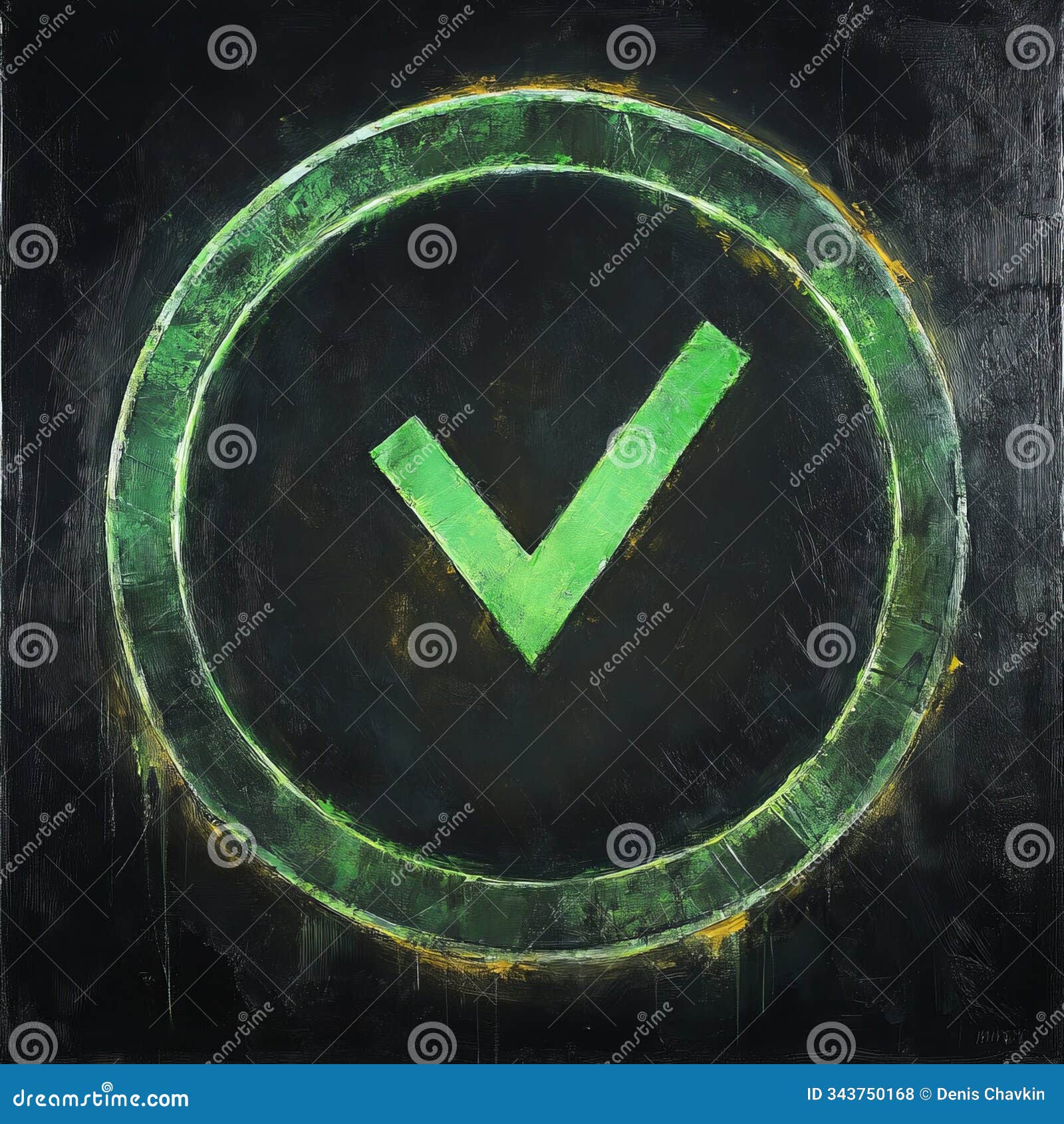 A Circular Emblem with a Green Check Mark Symbol Stock Photo - Image of ...