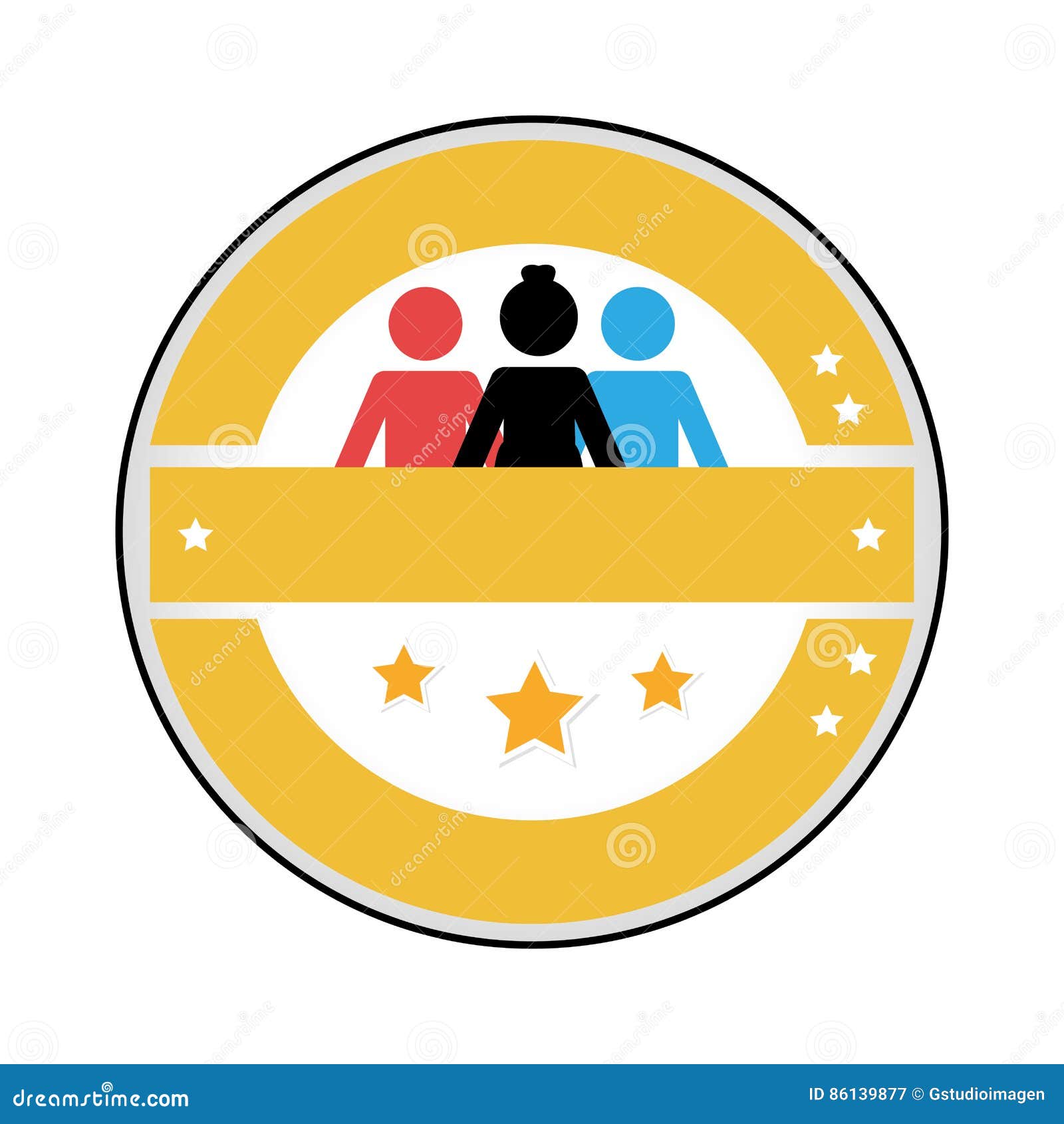 Circular Emblem with Group of Executives Stock Vector - Illustration of ...