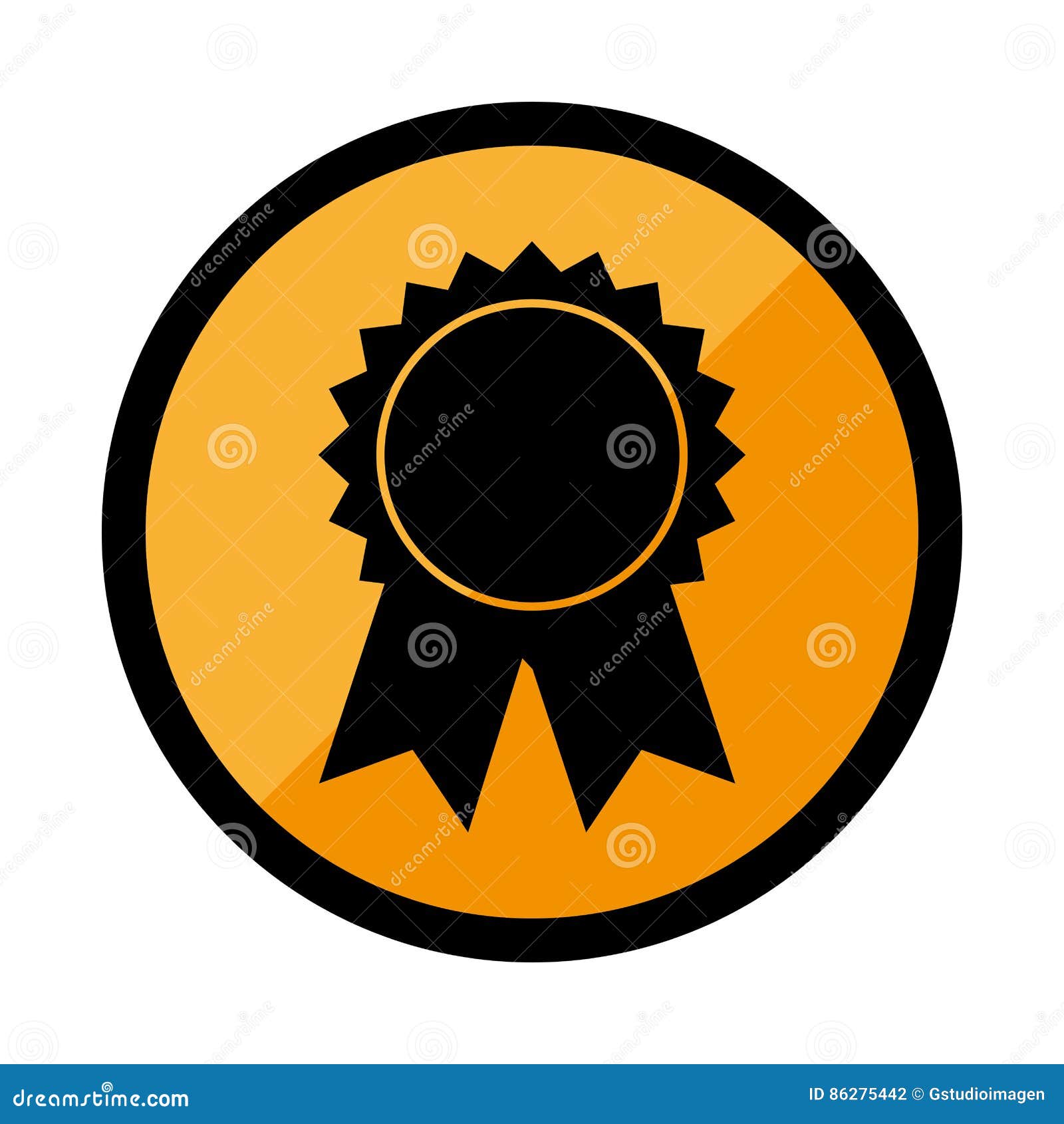 Circular Emblem with Medal Prize Stock Vector - Illustration of border ...
