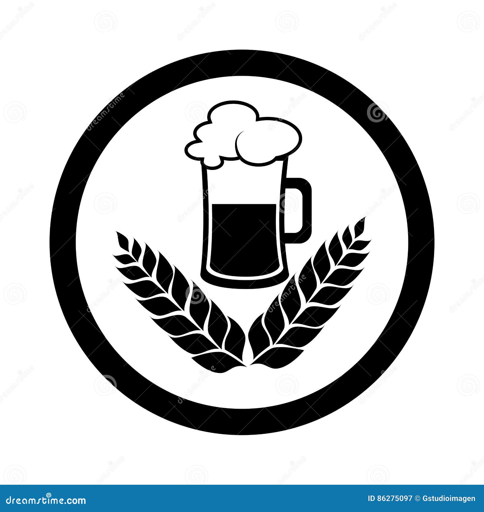 Circular Emblem with Monochrome Beer Glass Stock Vector - Illustration ...