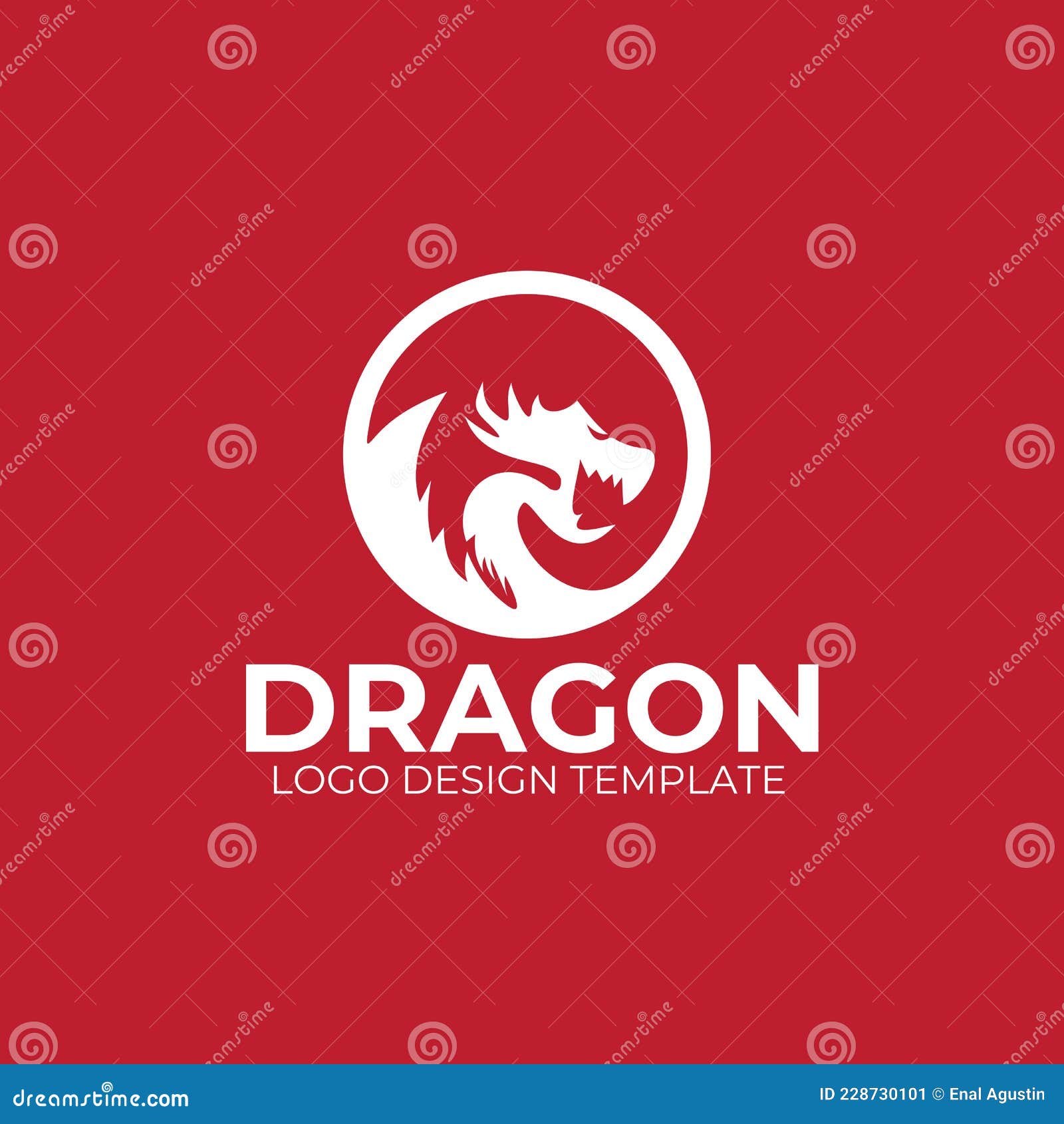 Circular Emblem White Dragon Logo Design Stock Vector - Illustration of ...