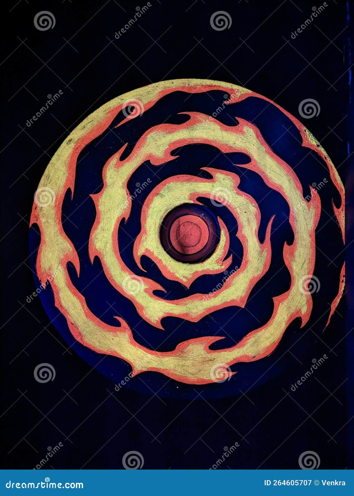 Circular Fire Sign Glowing at Night Time in Game Room Stock Image ...