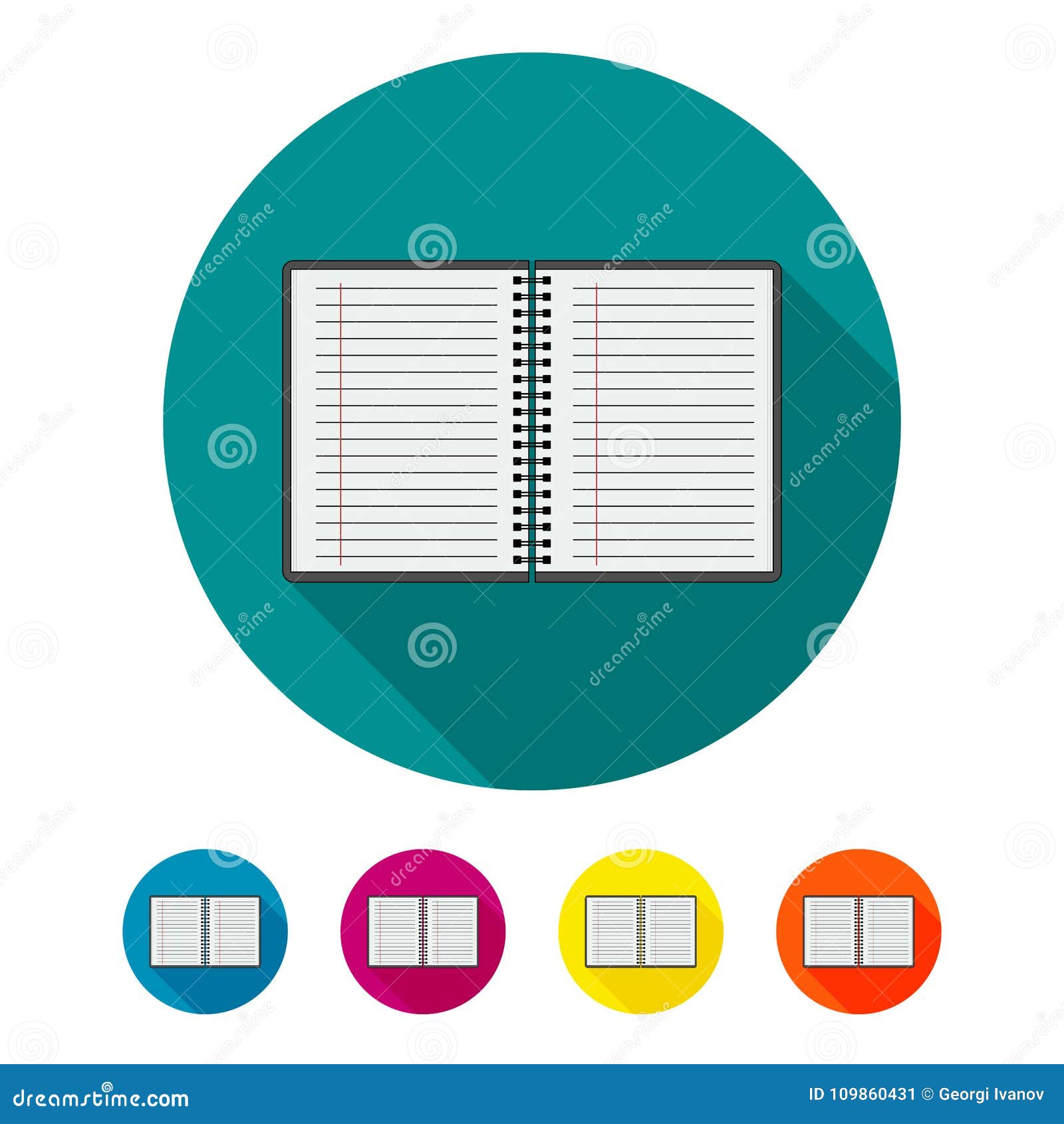Circular, Flat Notebook Icon. Five Color Variations Stock Vector ...