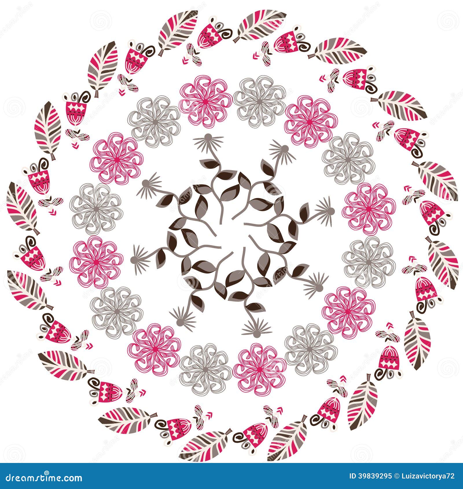 Circular Floral Pattern, Illustration. Cute Temp Stock Vector ...
