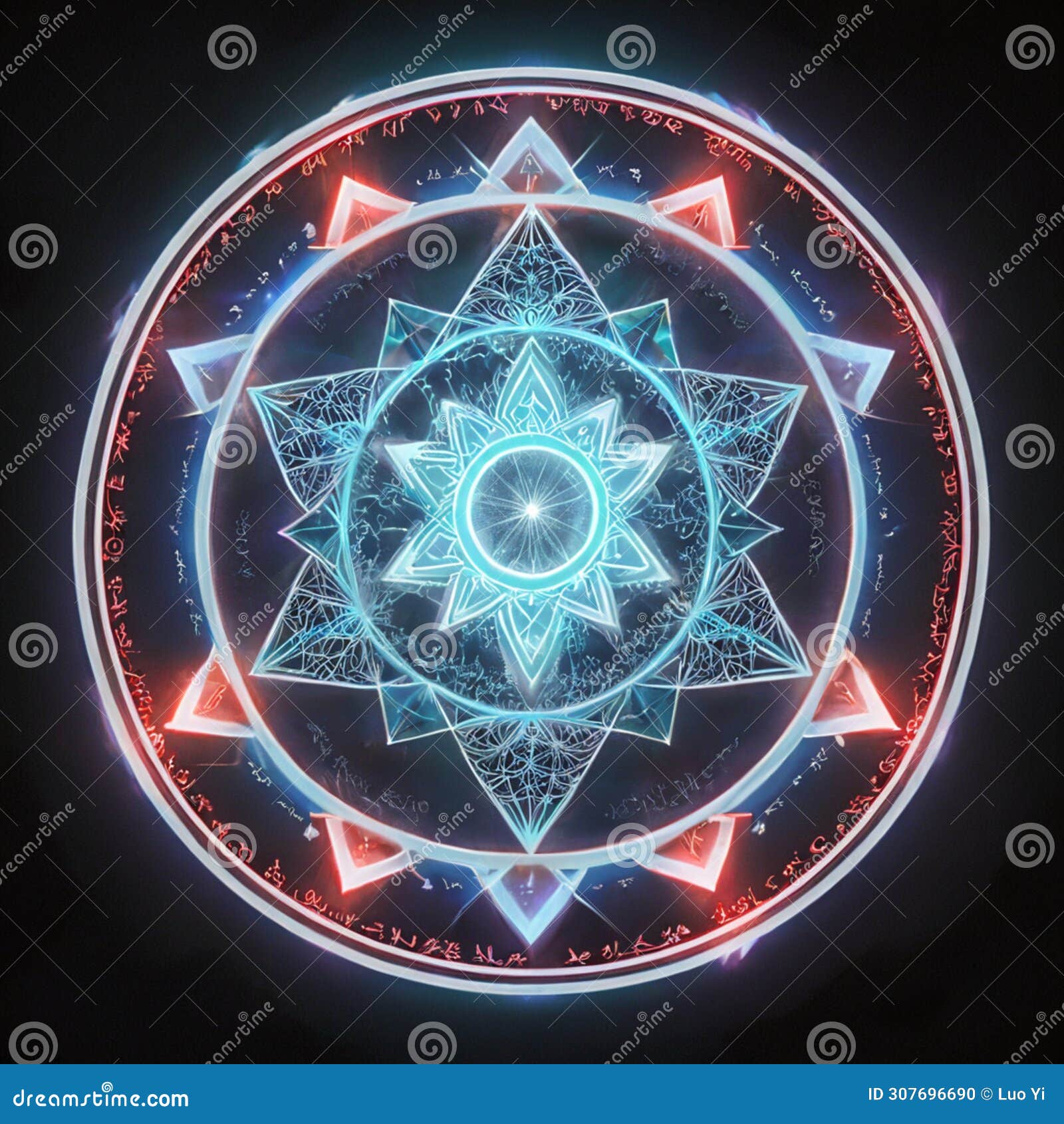 Circular Flower of Life Symbol on Pure Black Background Stock ...