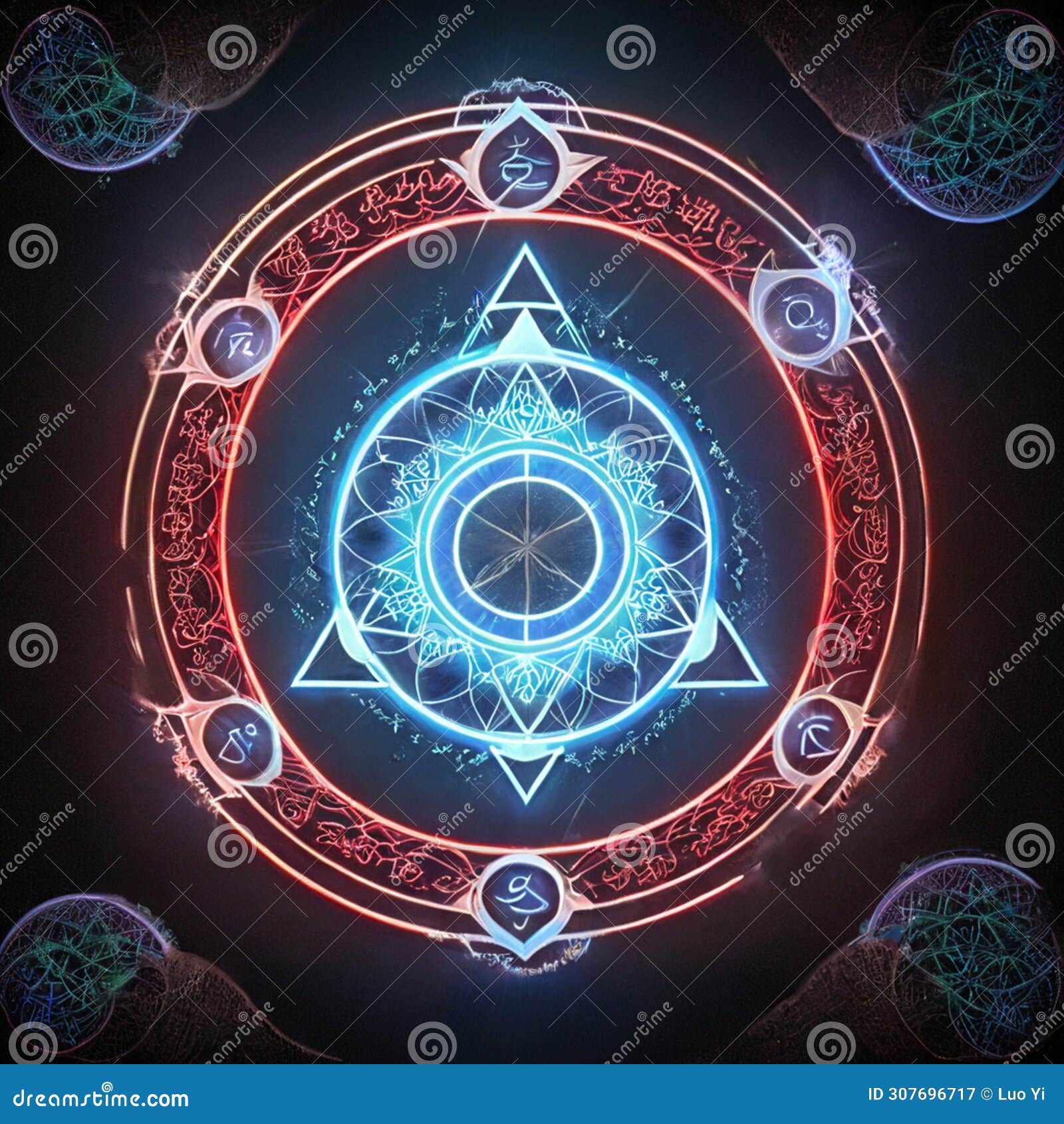 Circular Flower of Life Symbol on Pure Black Background Stock ...