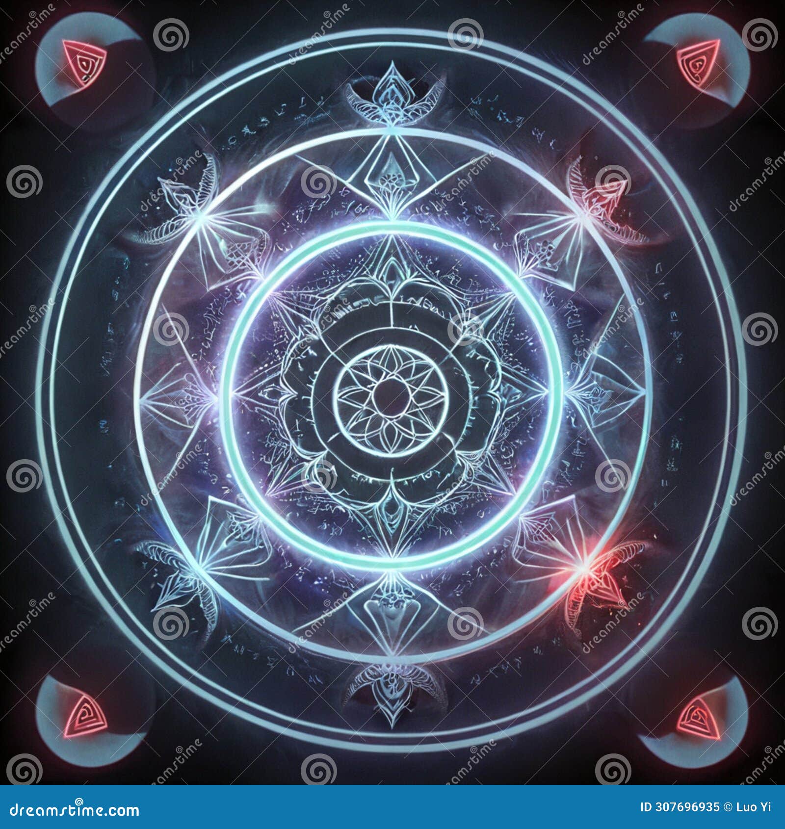 Circular Flower of Life Symbol on Pure Black Background Stock ...