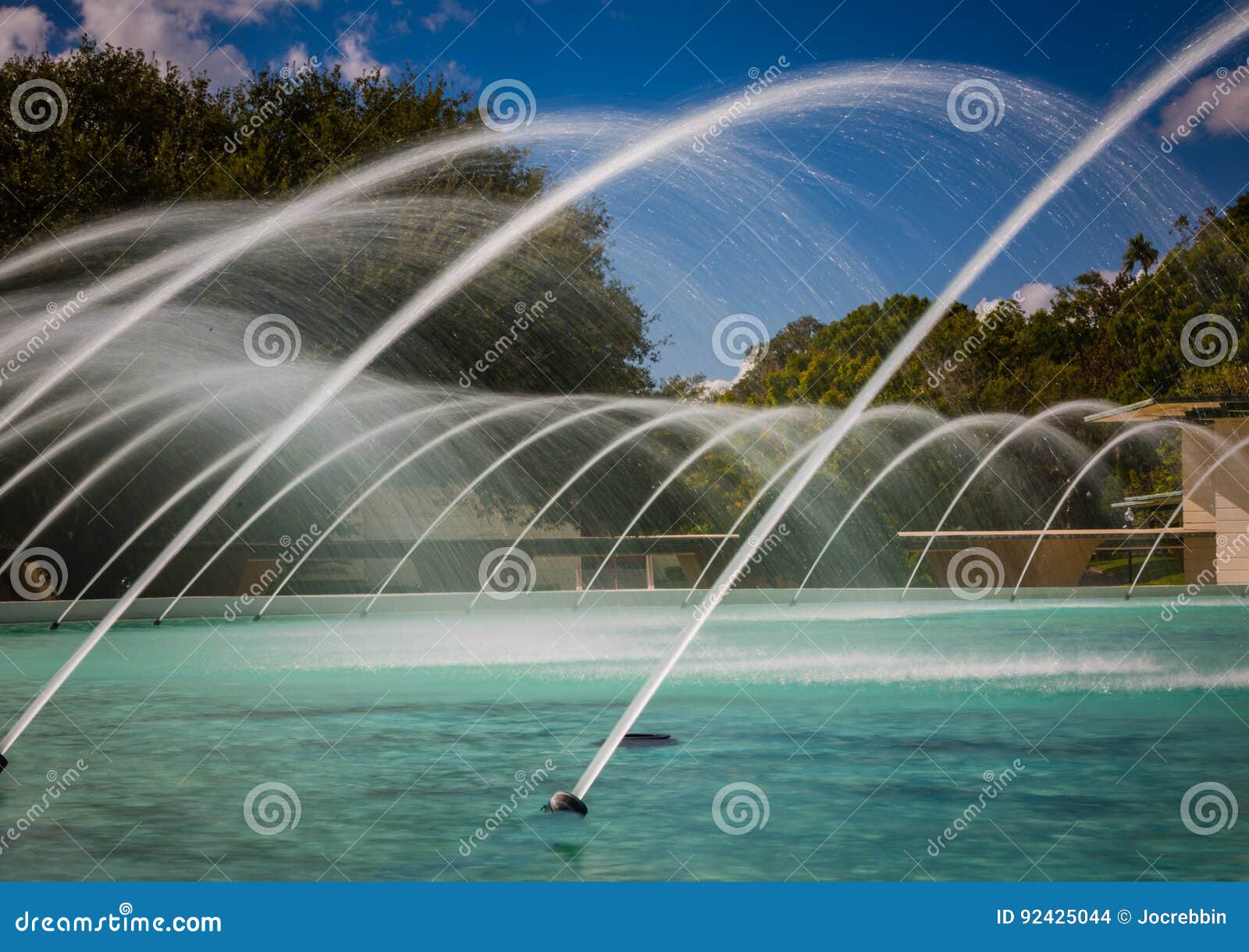 Circular Fountain in Florida on Windy Day Stock Photo - Image of view ...