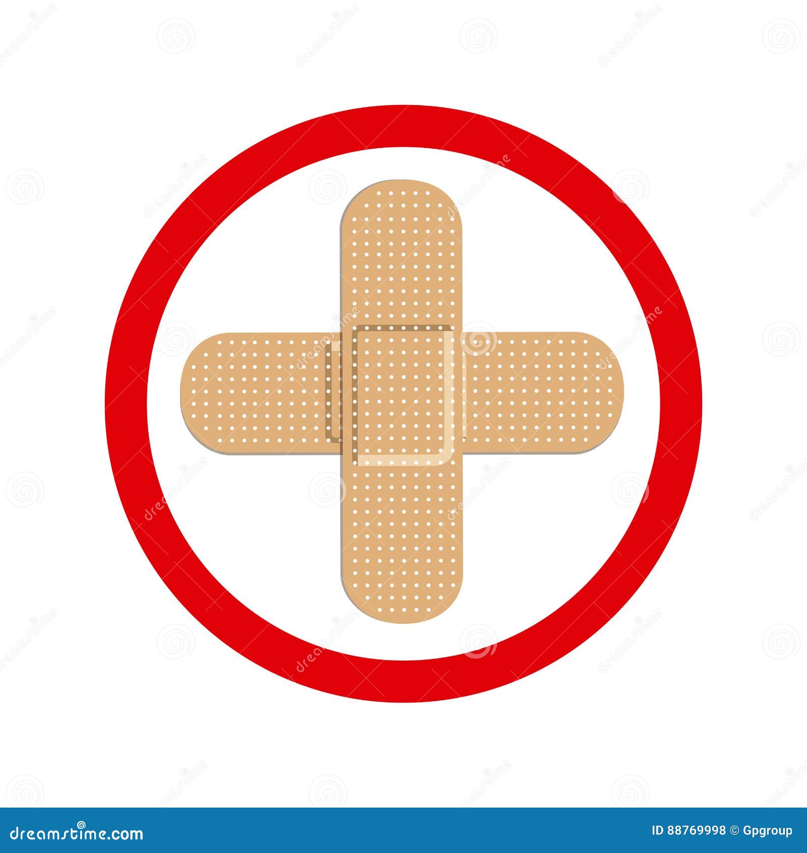 Circular Frame with Band Aid in Cross Form Stock Illustration ...