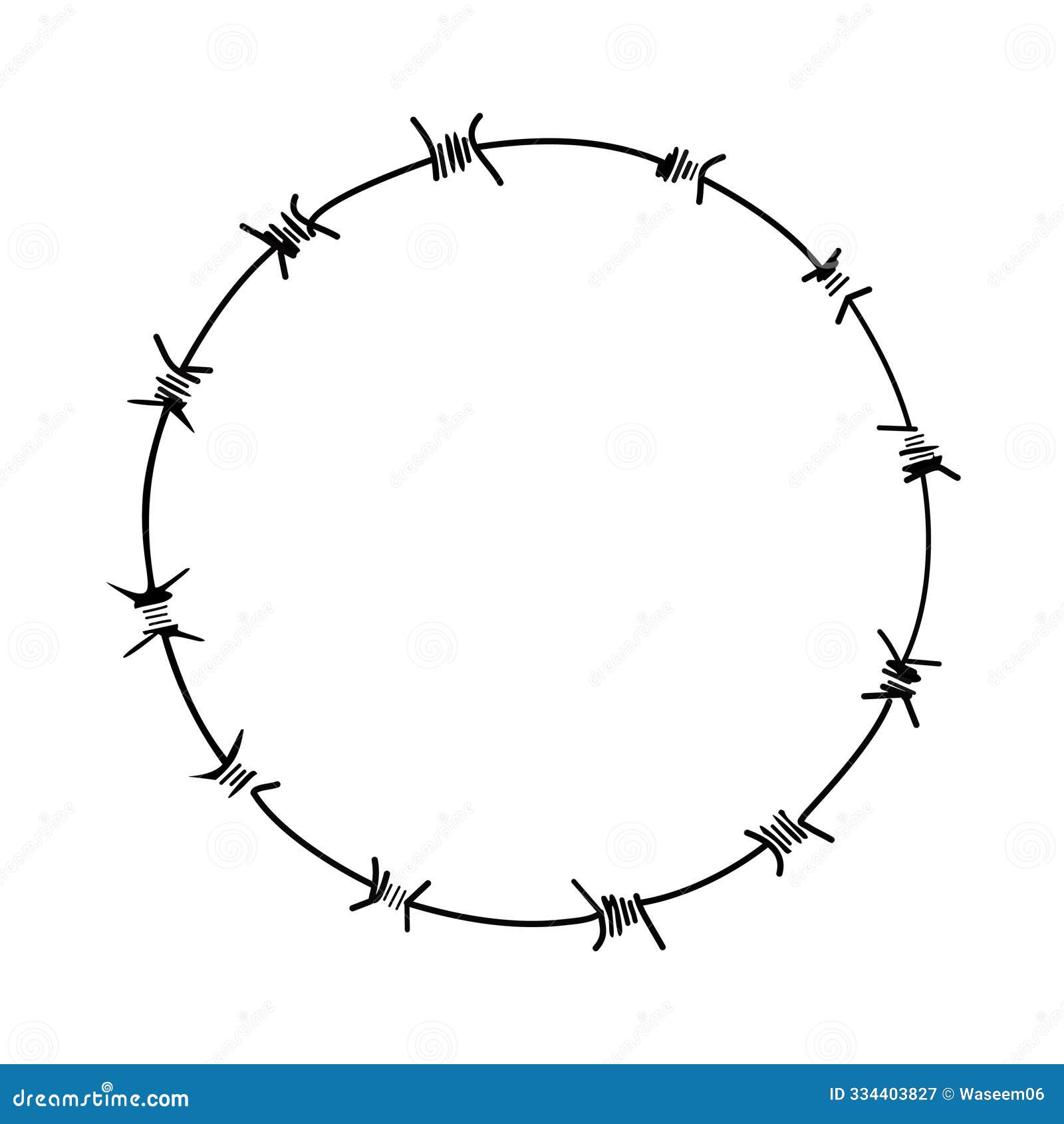 Circular Frame with Barbed Wire Icon Over White Background, Line Style ...