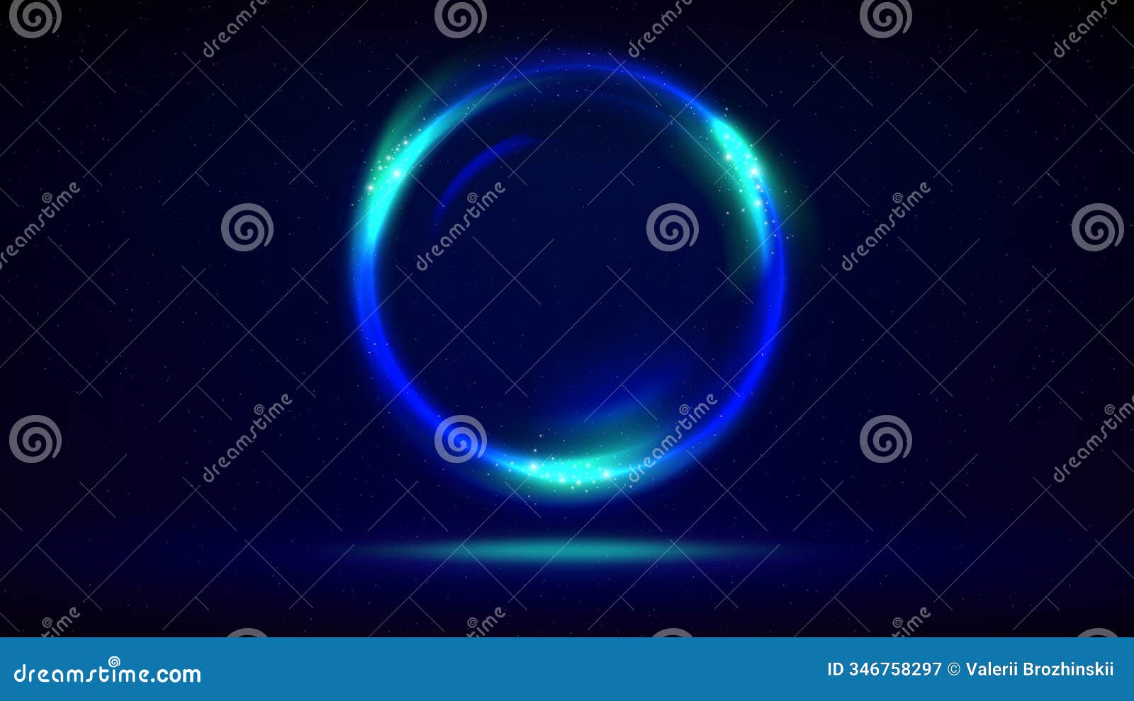 Circular Frame on Dark Background. Cyan Blue Glowing Circle. Shining ...